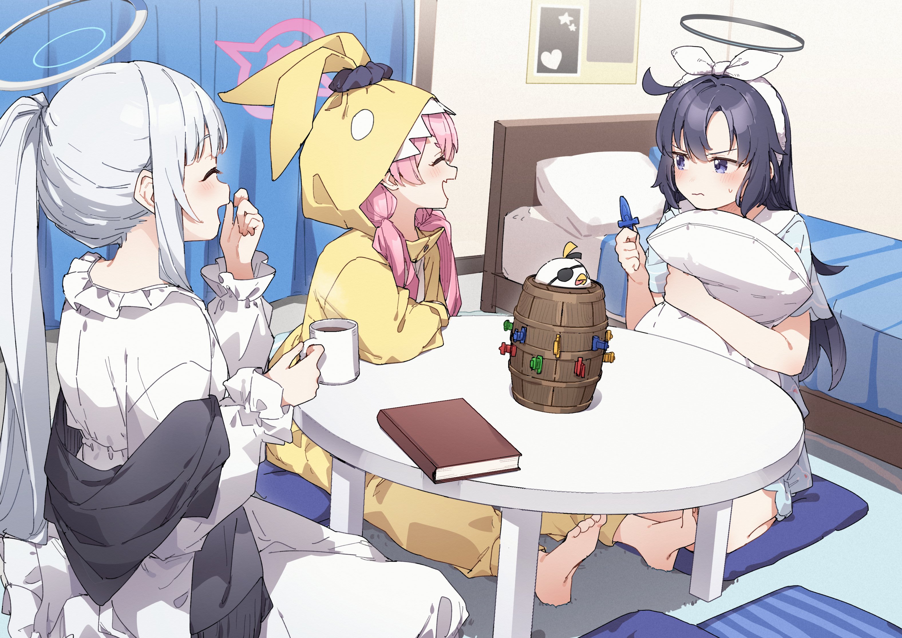 kusaka shi blue archive hayase yuuka kurosaki koyuki ushio noa animal ears bunny ears halo ...